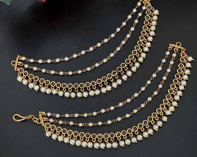 Antique Gold Finished Kemp Ear Chain /traditional Earrings Accessories ...