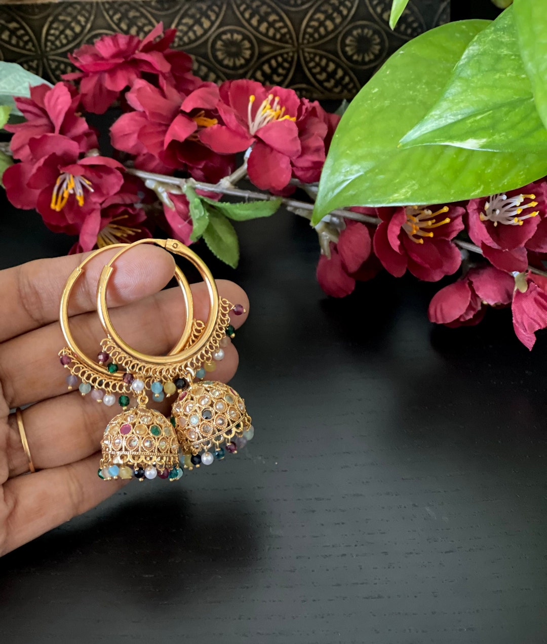 Antique Polki Bali Jhumkas / Jhumki Earrings Jewelry / Indian Jumkas ...