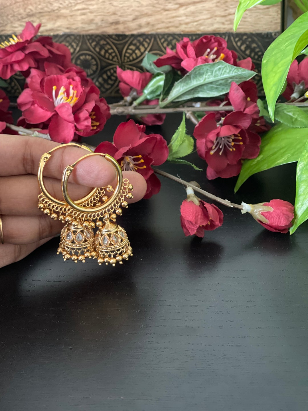 Antique Cute Polki Bali Jhumkas / Jhumki Earrings Jewelry / Indian ...