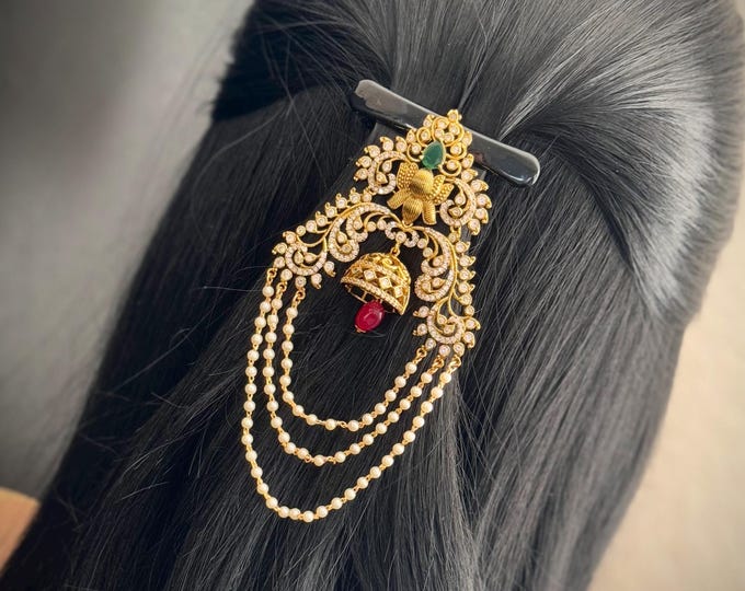 Single Victorian Finish Lotus Hair Pin / CZ Juda Pin / Veni Pin / Jada ...