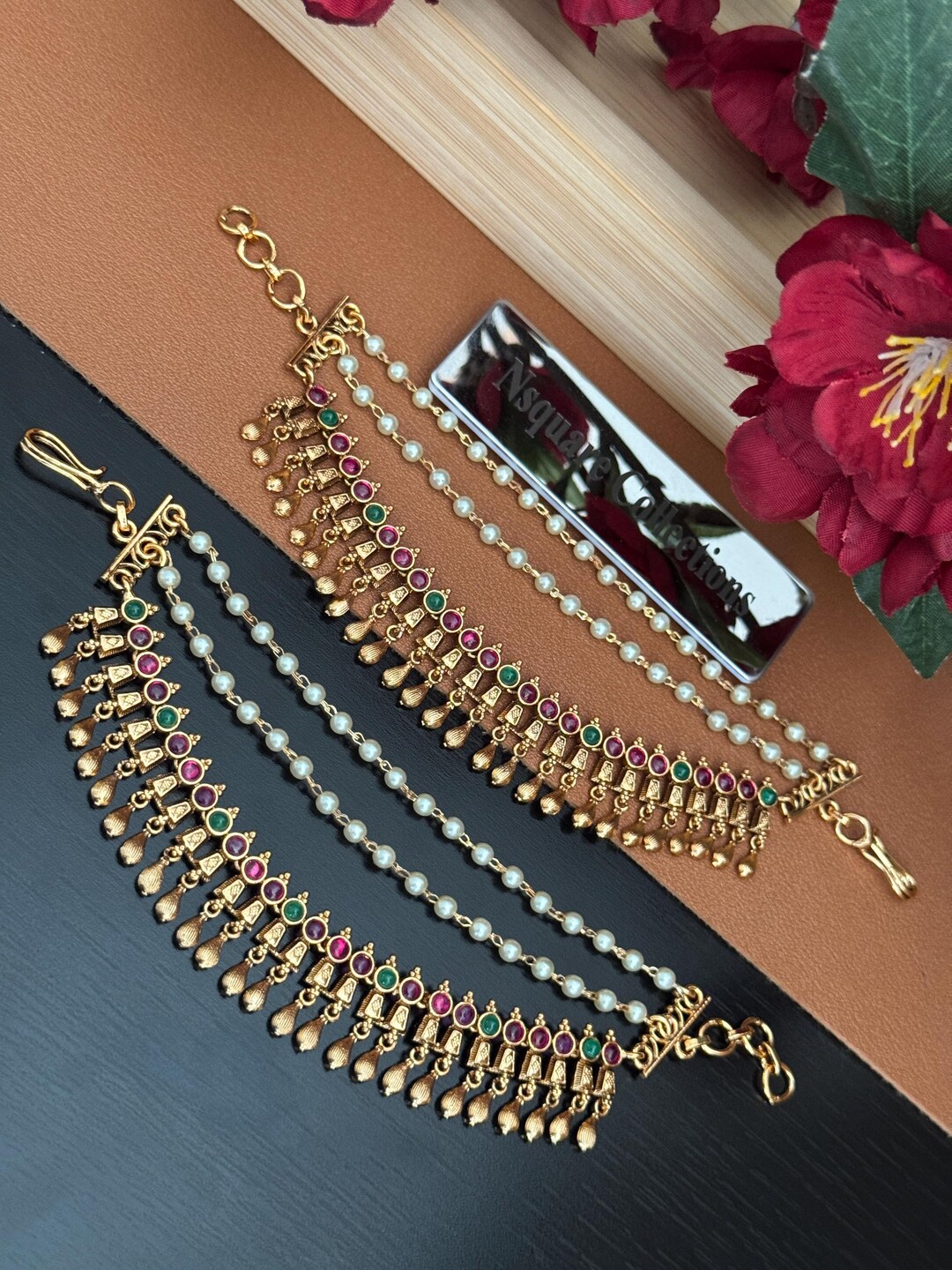 Kemp Pearl Ear Chain: Traditional Indian Earring Accessories - Etsy