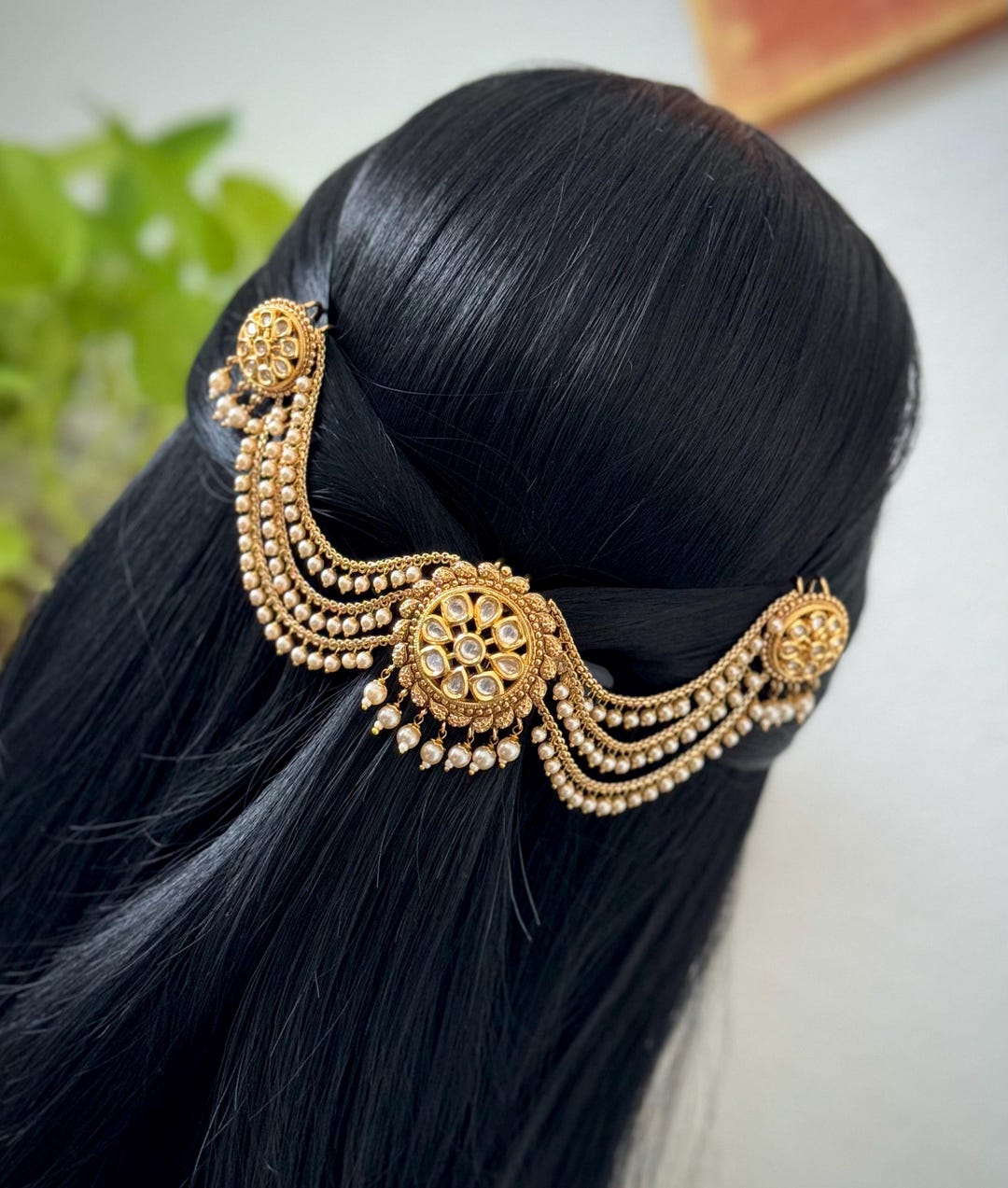 RESTOCKED -kundan Hair Pin / Antique Gold Juda Pin / Veni Pin / Juda ...