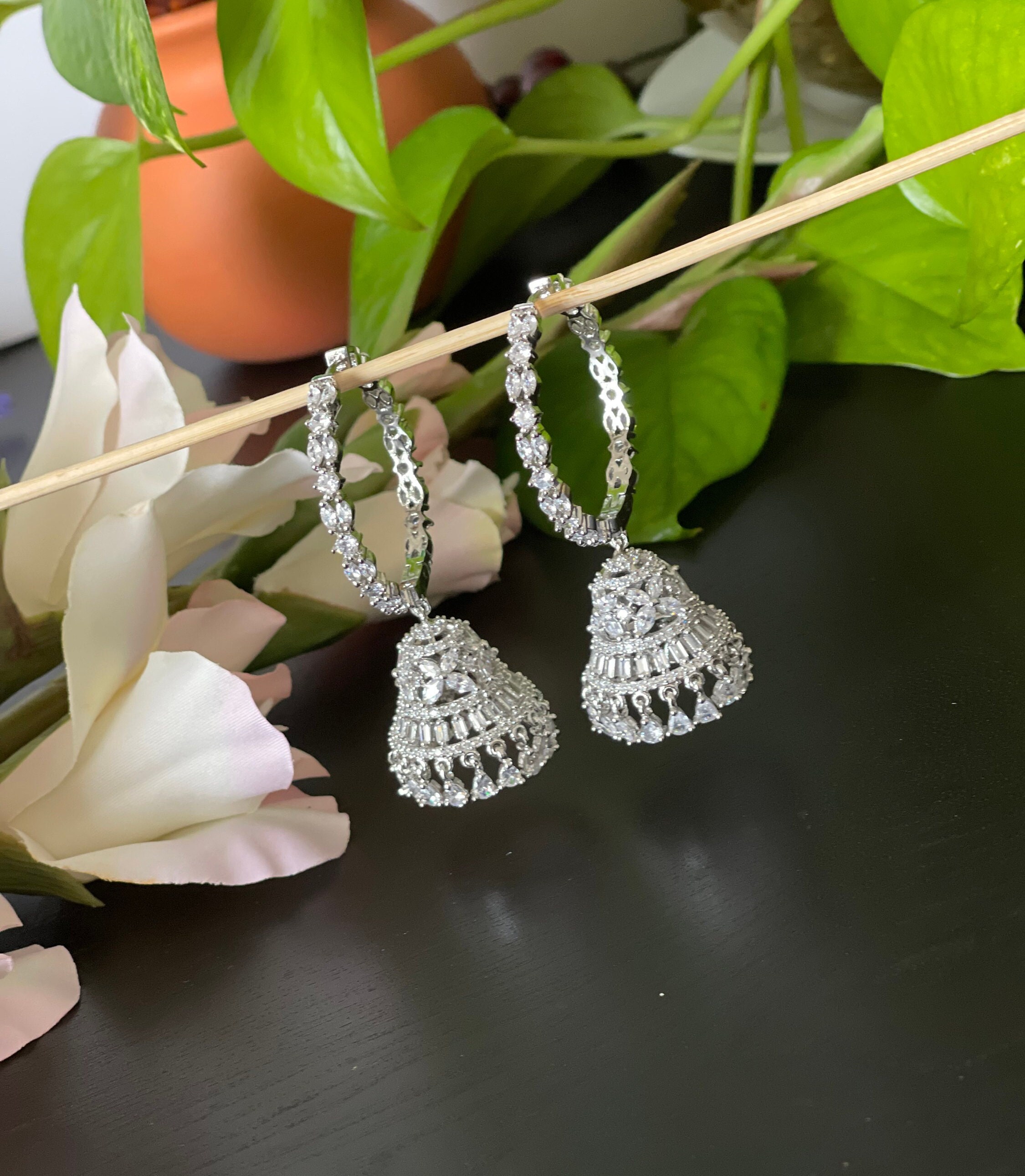 AD Bali Jhumkas / Diamond Jhumkas / Indian Earrings/ - Etsy