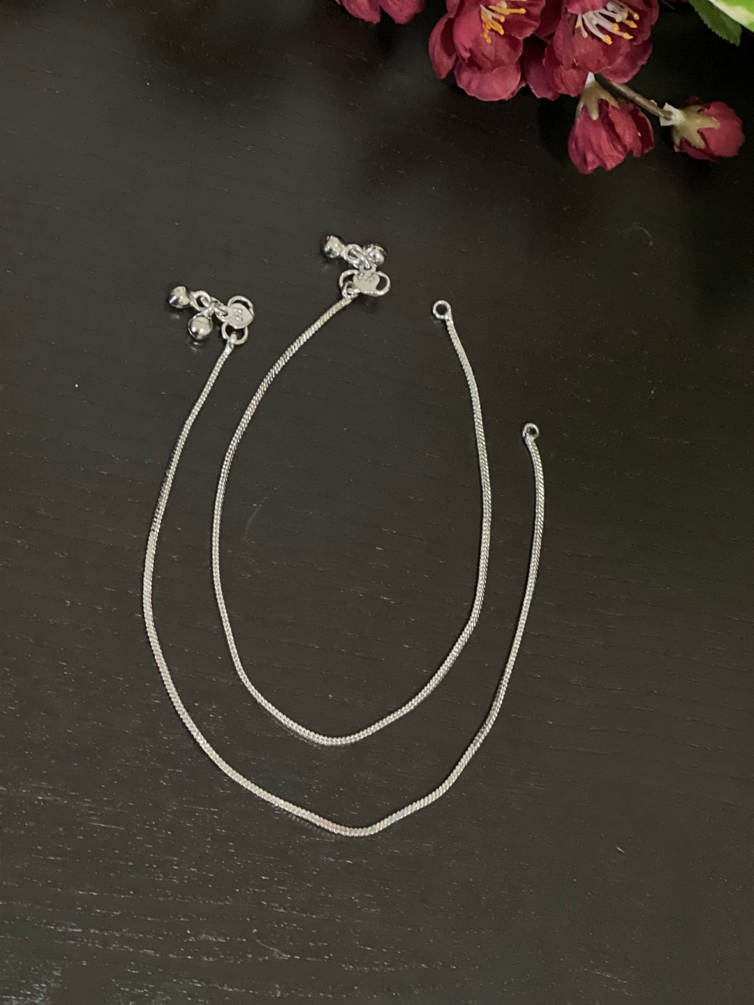 Simple Silver Finished Womens Chain Anklets / Payal / Bridal Payal ...