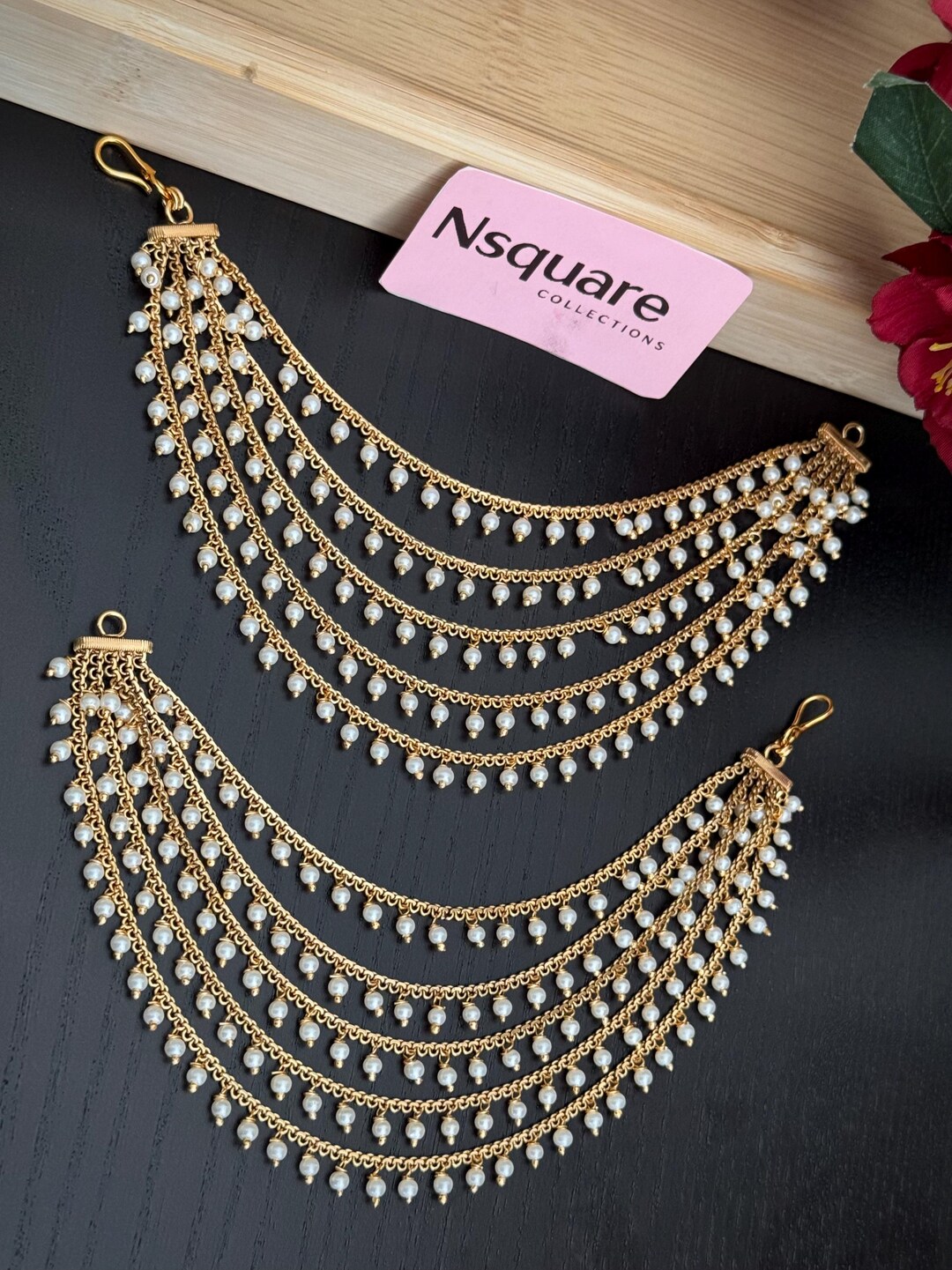 Pearl Ear Chains - Traditional Jhumka Maattal Accessories - Etsy