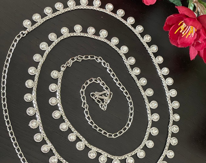 Simple Silver Finished Kamarbandh / Kamarpatta/ White Rhodium Finished ...