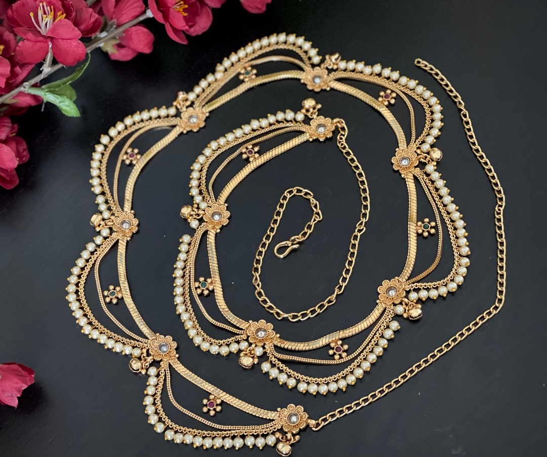 Antique Polki Pearl Kamarbandh / Kamarpatta/ Indian Waist Chain ...