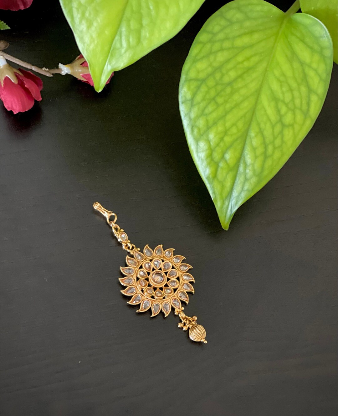 Short Chutti/ Polki Maang Tikka/ Forehead Jewelry / Tikka/indian ...