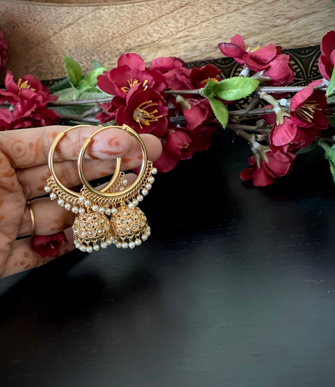 Antique Cute Polki Bali Jhumkas / Jhumki Earrings Jewelry / Indian ...