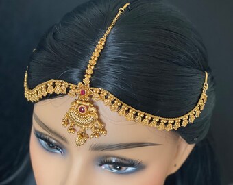 Damini / Mathapatti / Antique Kemp Damini/ Antique Gold Tikka ...