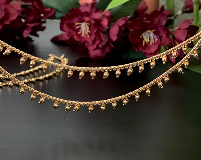 Gold Finished Two Layered Ear Chain /traditional Earrings Accessories ...