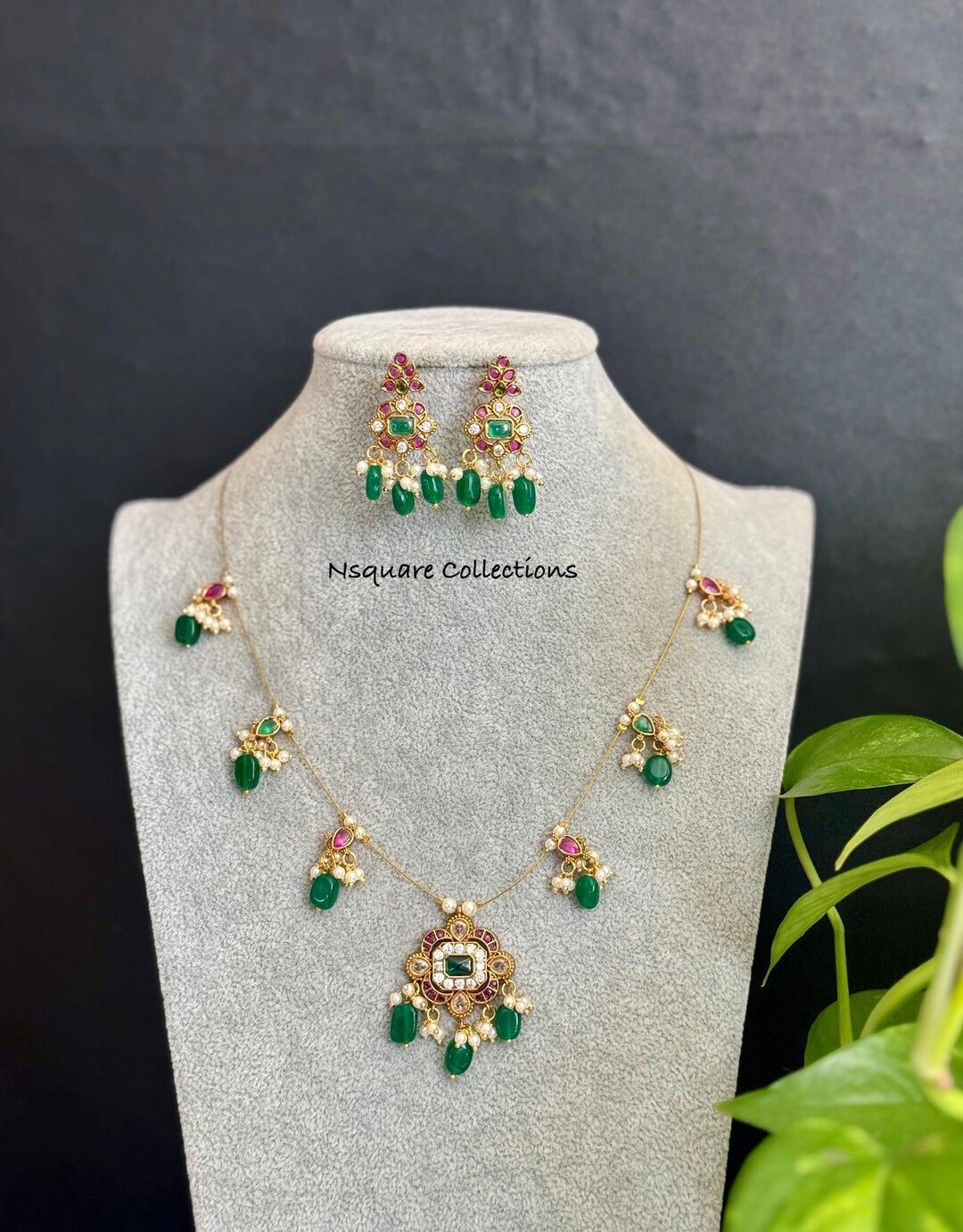Antique Kemp Pearl Attigai Necklace Set: Invisible Chain Charm Jewelry ...