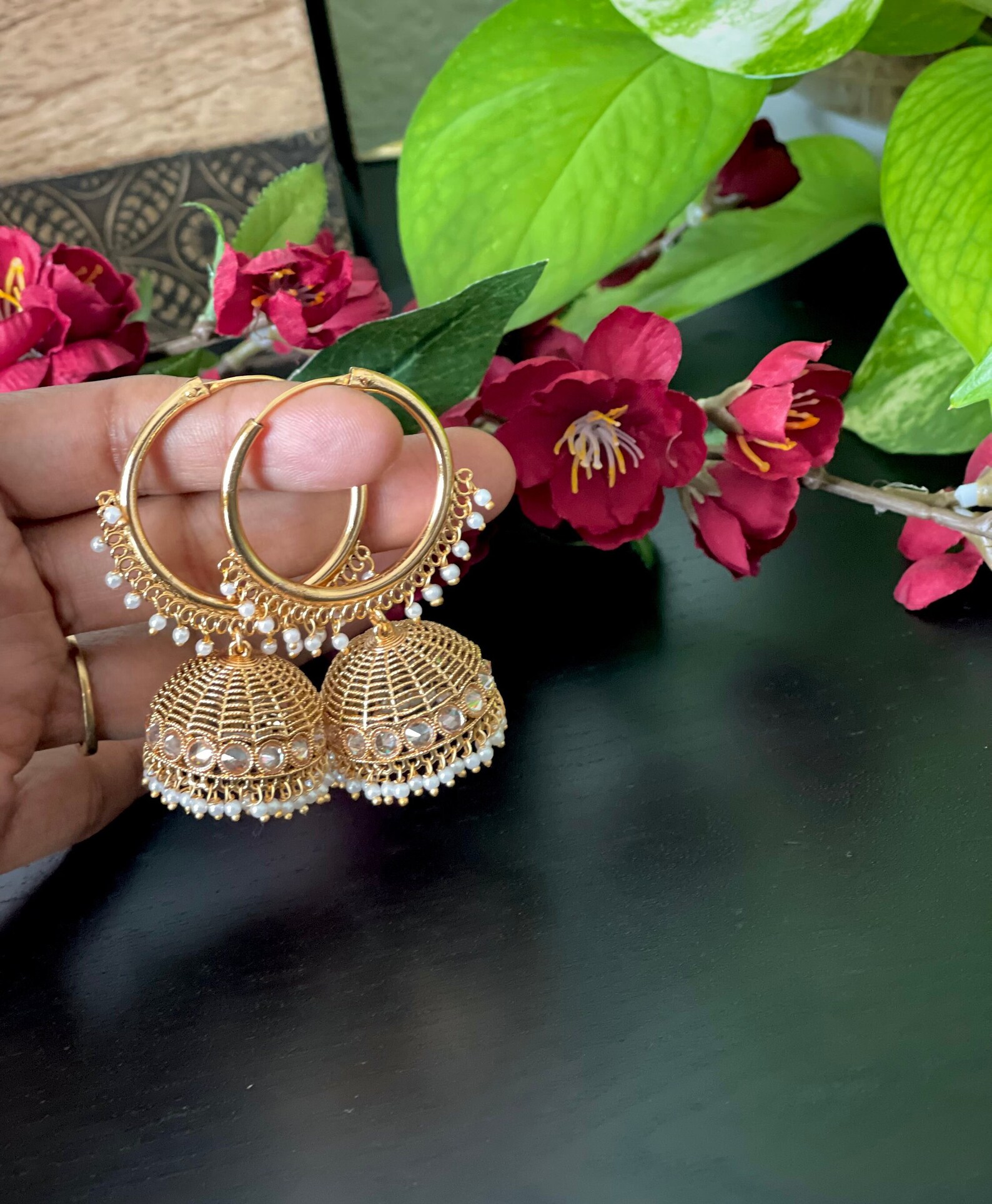 Antique Polki Bali Jhumkas / Jhumki Earrings Jewelry / Indian Jumkas ...