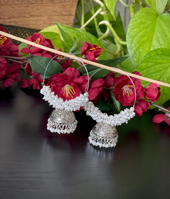 Oxidised hoop jhumkas store