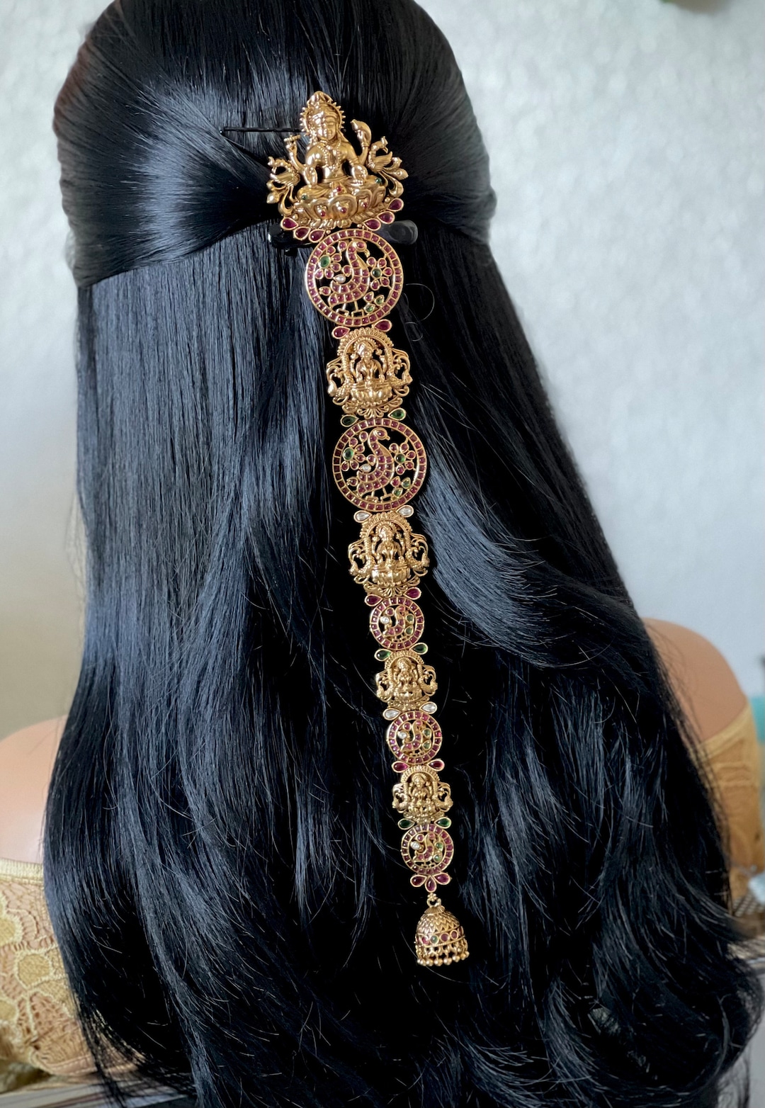 Antique Hair Brooch / Indian Temple Hair Pin Hair Pin / Lakshmi Veni ...