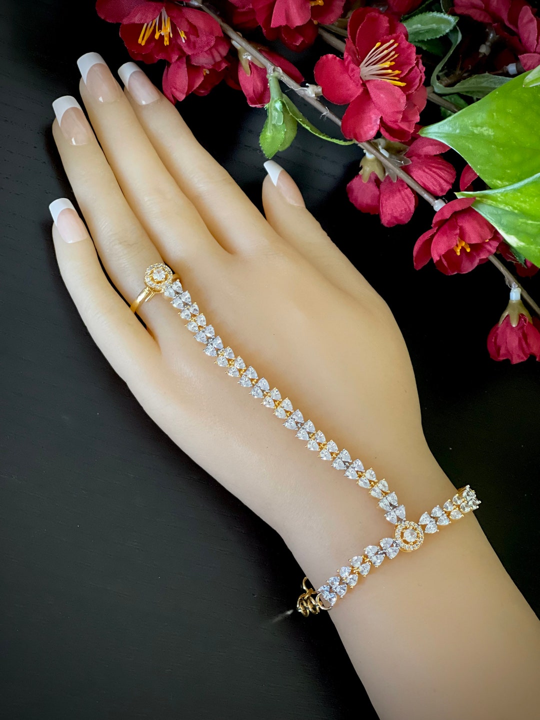 Single AD Two Tone Bracelet/ Haathphool / Gold Finished Two Tone Ring ...