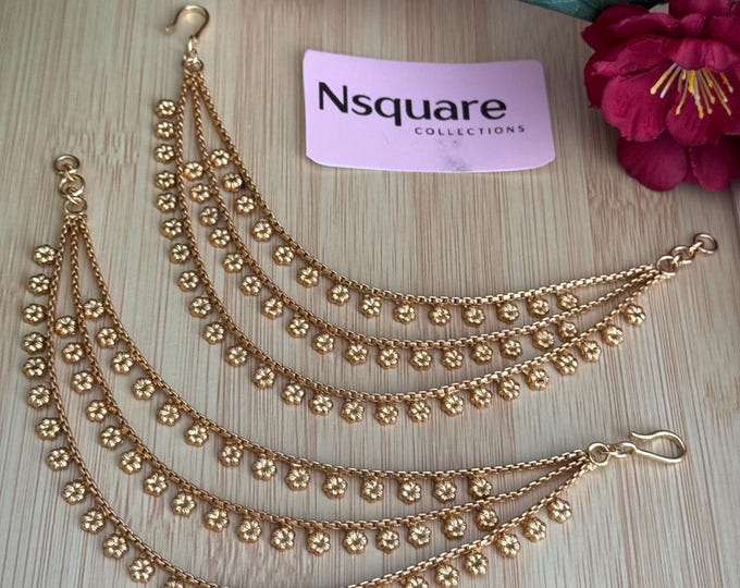 Antique Gold Finished Kemp Ear Chain /traditional Earrings Accessories ...