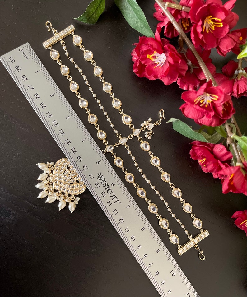 Kundan Pearl Head Band / Sheesh Phool Tikka / Damini / Gold - Etsy