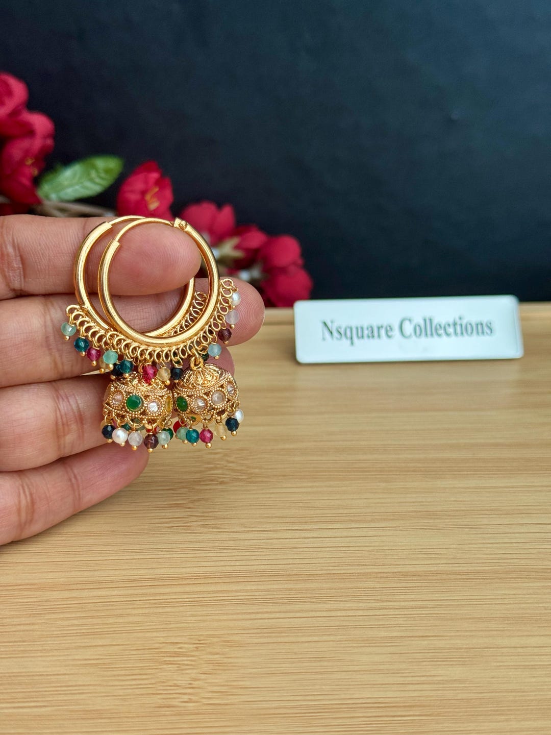 Antique Polki Bali Jhumkas / Hoop Jhumkas - Etsy