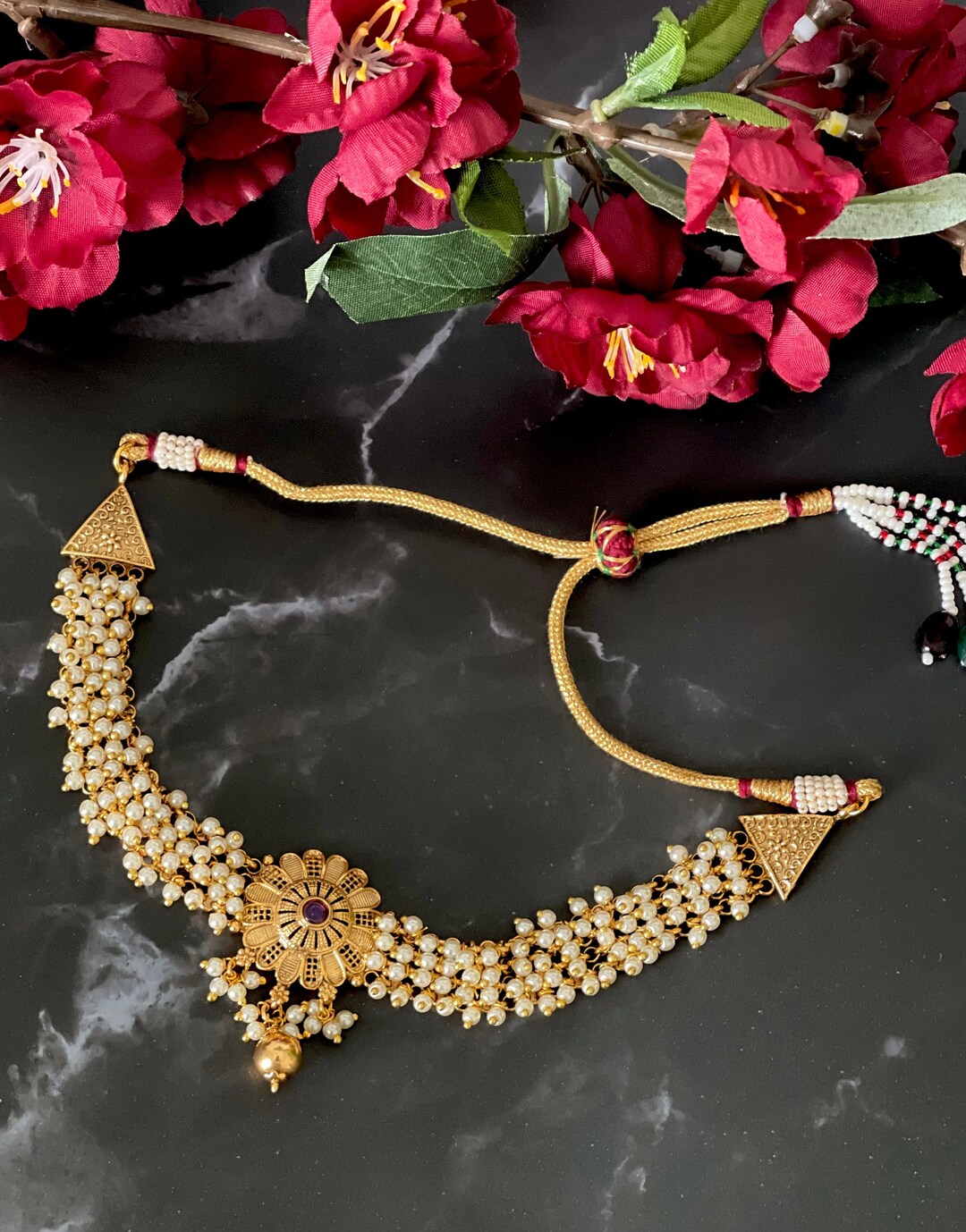 Single Antique Matte Gold Finished Pearl Armlet / Bajuband / - Etsy