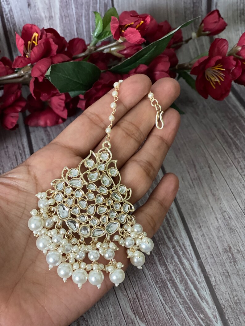 Chutti/ Gold Maang Tikka/ Forehead Jewelry / Kundan Pearl - Etsy