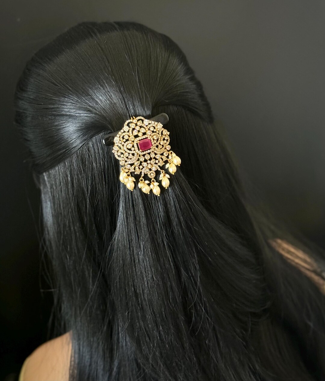 Restock-single Cute CZ Antique Hair Brooch / Juda Pin / Veni Pin / Jada ...