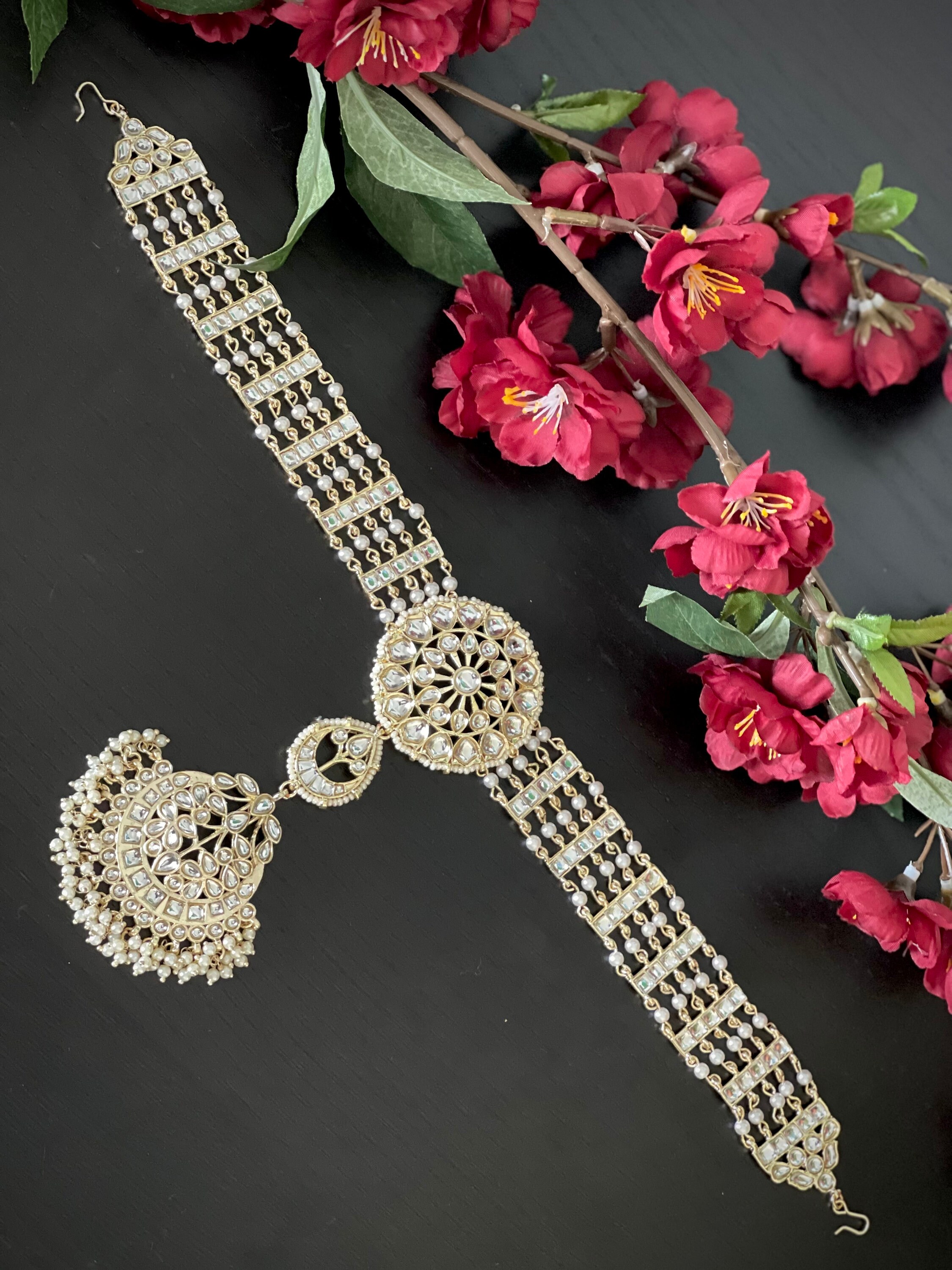 Kundan Pearl Head Band / Sheesh Phool Tikka / Damini /gold - Etsy
