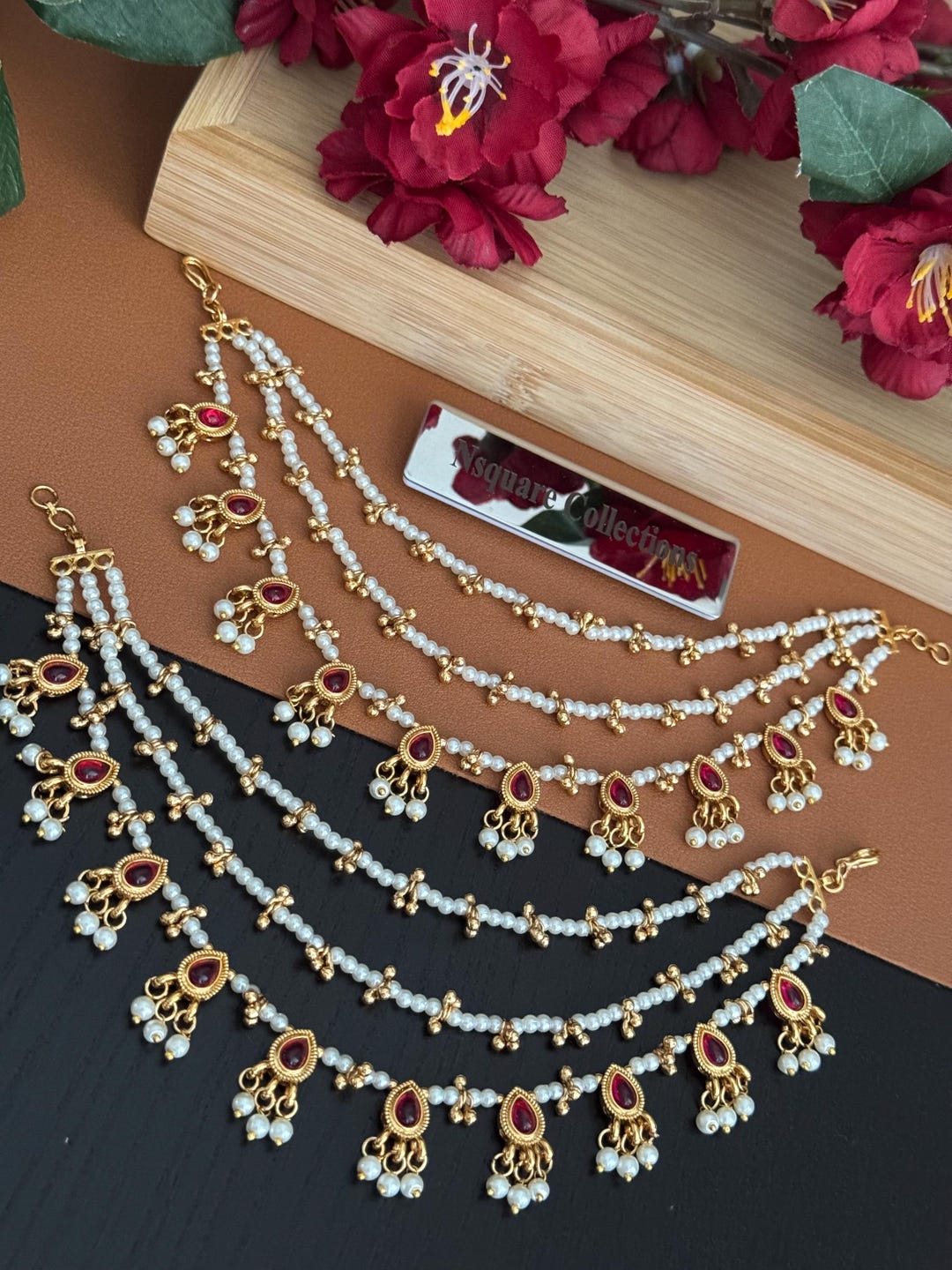 Pearl Ear Chains: Traditional Indian Jhumka Earrings Accessory - Etsy