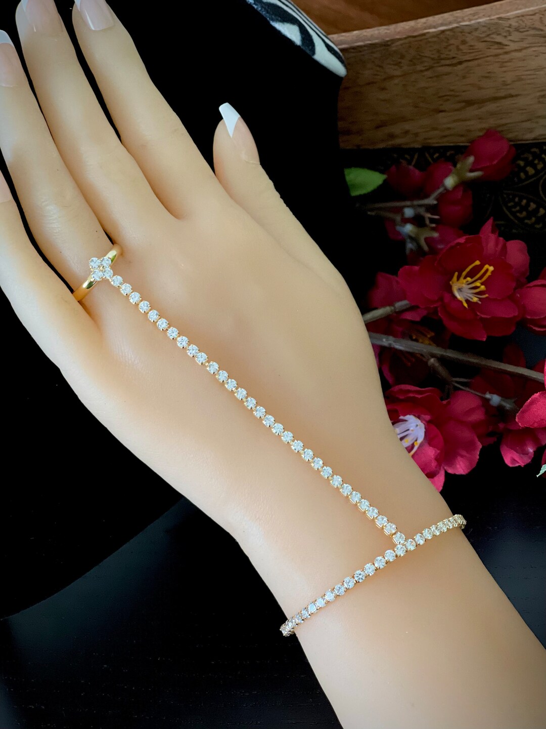 Single Bracelet/ Haath Phool / AD/ CZ Ring Bracelet / Hand Harness ...