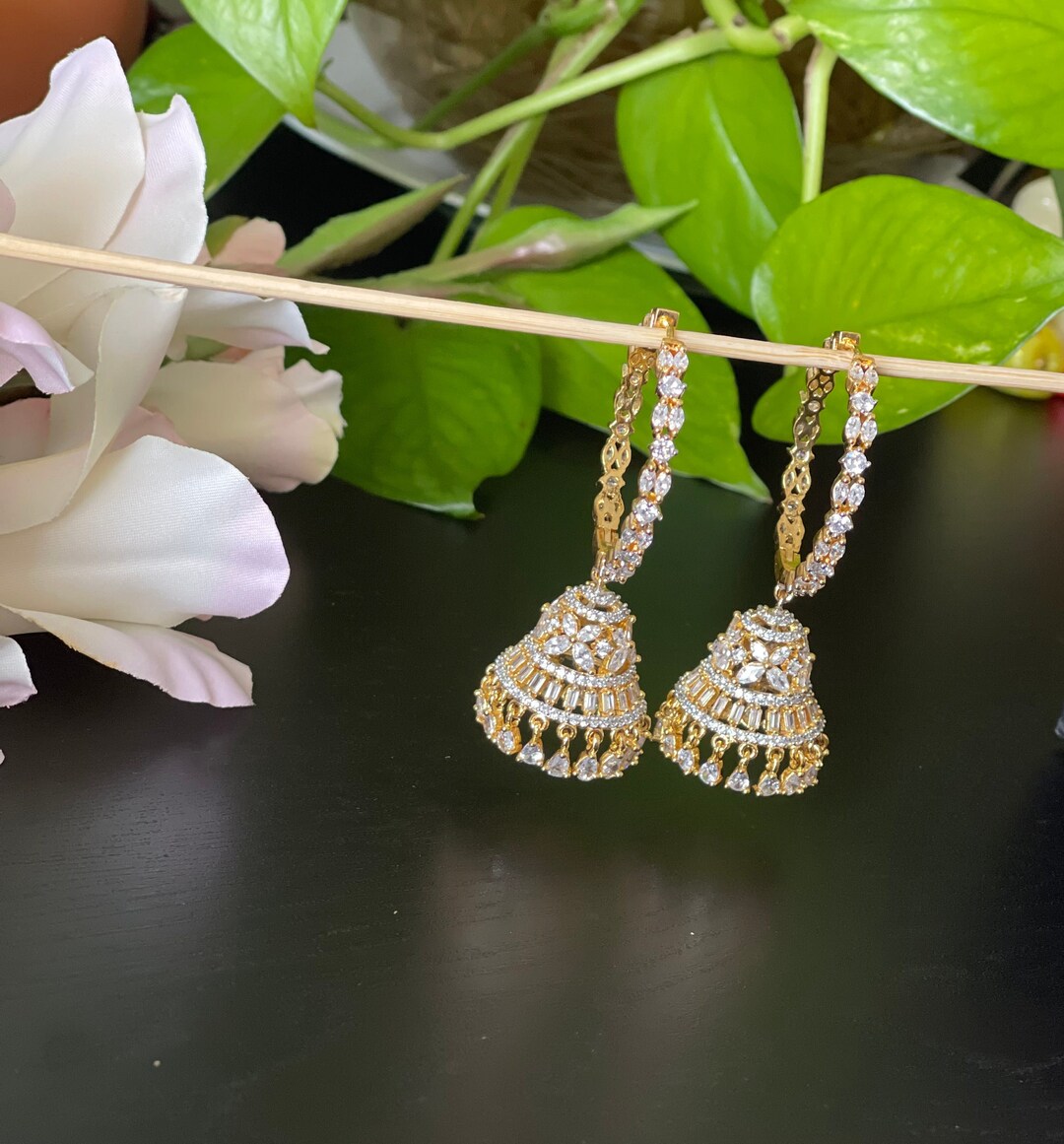 AD Bali Jhumkas / Diamond Jhumkas / Indian Earrings/ Sabyasachi Jewelry ...