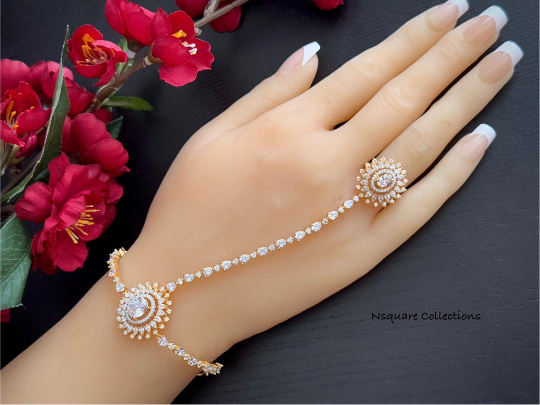 Single AD Two Tone Bracelet/ Haathphool / Gold Finished Two Tone Ring ...
