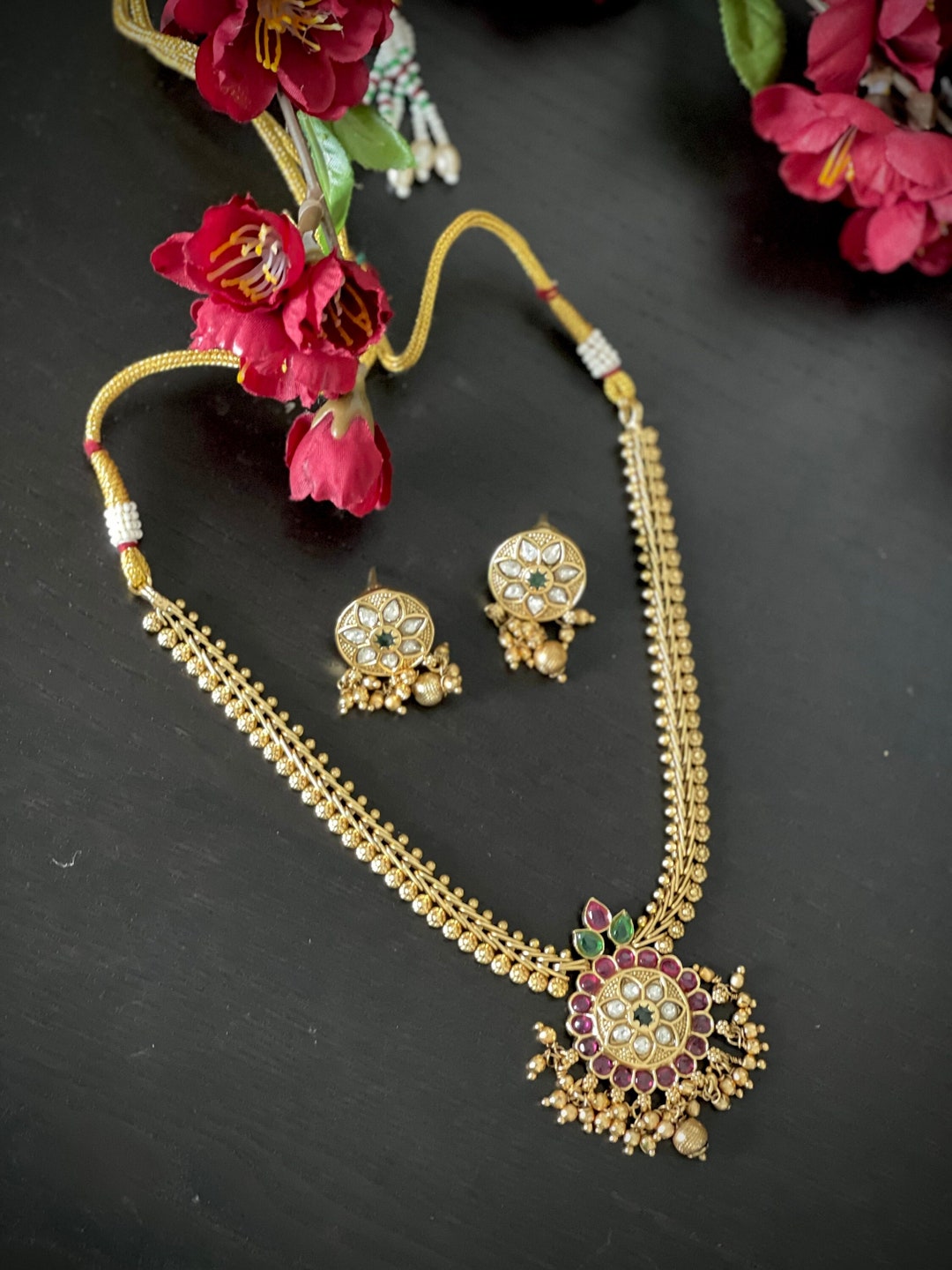 Simple Antique Necklace Set / Necklace Set / Kemp Neck Set With ...