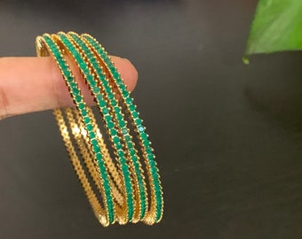 A Set of 4 Antique Gold Finished Bangles / Temple Jewelry / - Etsy