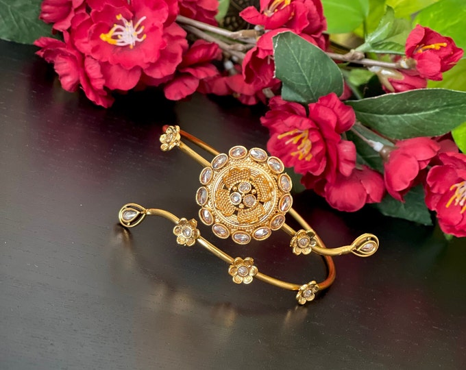 Single Antique Gold Finished Polki Armlet / Bajuband / South Indian ...