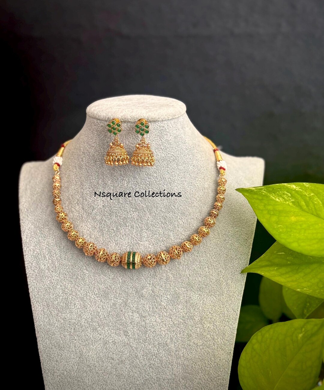 Simple Antique Necklace Set / Charms Necklace Set / Kemp Neck Set With ...