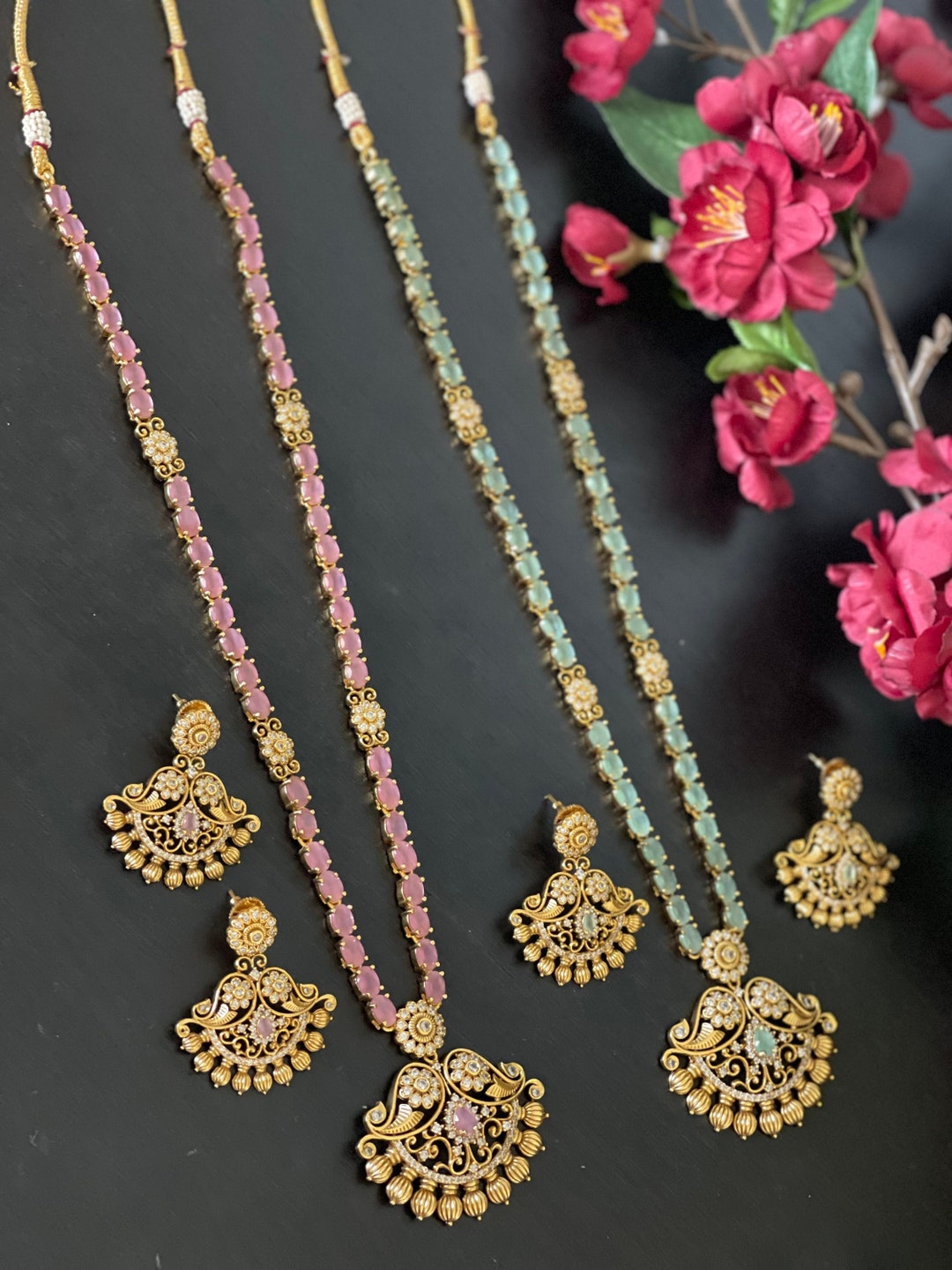 Simple Cute Mid Length Kemp Mango Haram /indian Wedding Jewelry ...