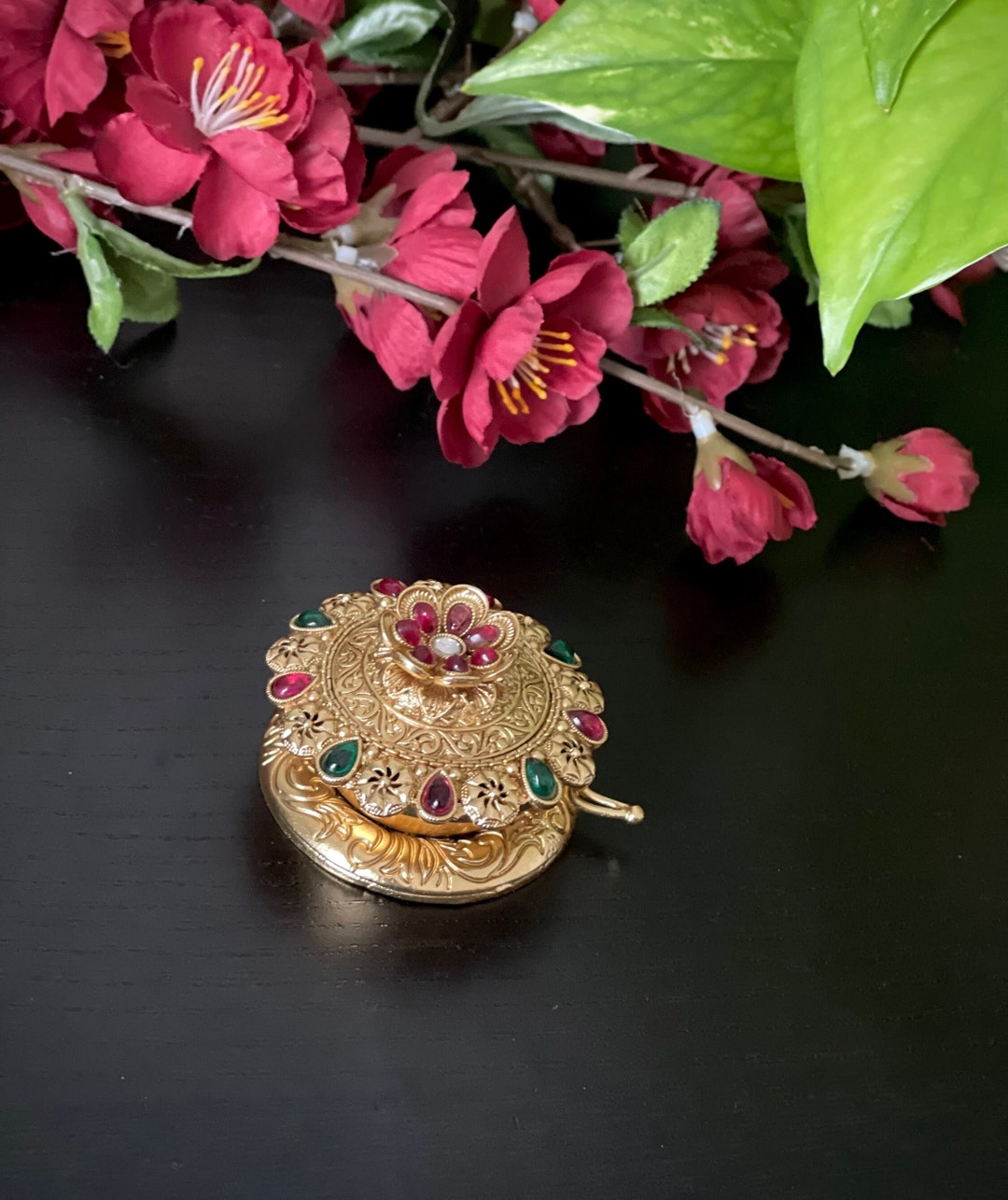 Cute Antique Gold Finished Sindoor Box / Wedding Gift/ Pooja ...