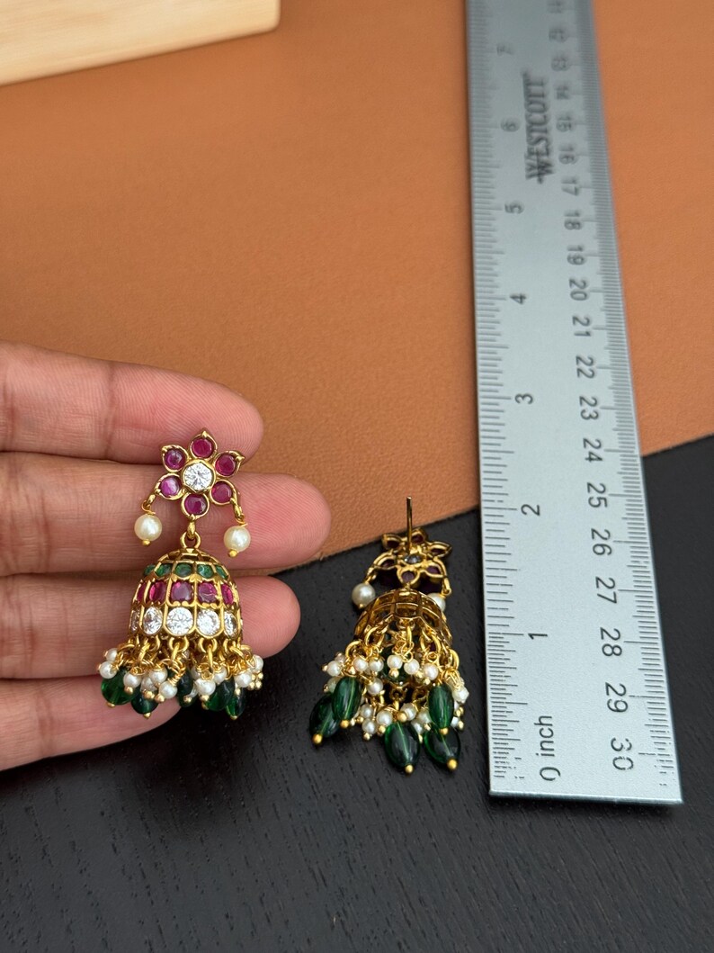Victorian AD Kemp Jhumka Earrings: Ruby Diamond CZ Jhumkas Jewelry - Etsy