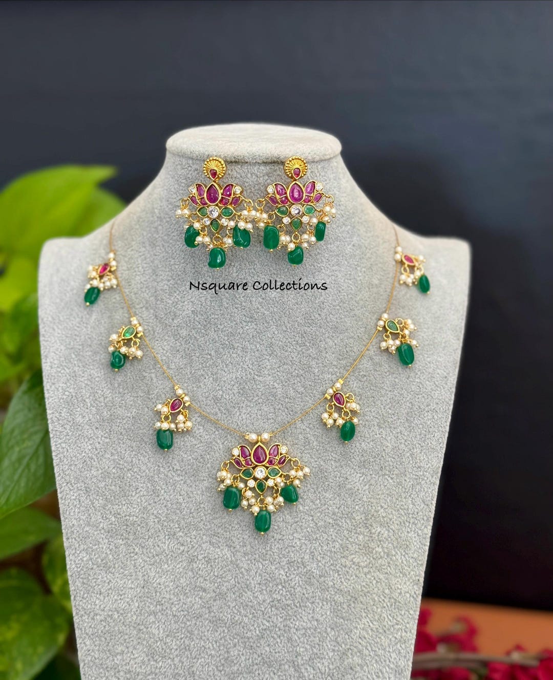 Antique Kemp Pearl Attigai Necklace Set: Invisible Chain Charm Jewelry ...