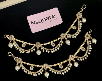 Antique Gold Finished Kemp Ear Chain /traditional Earrings Accessories ...