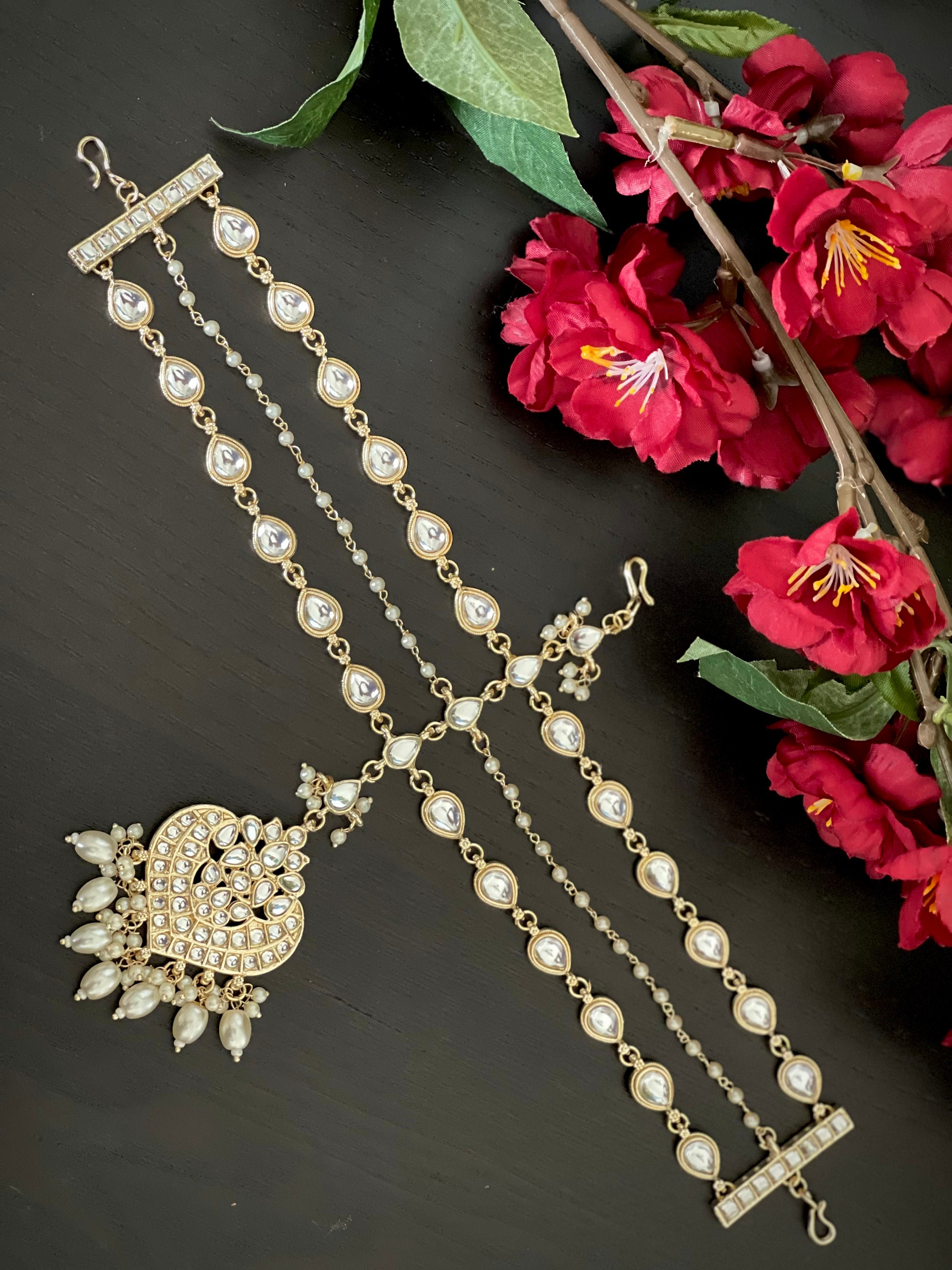 Kundan Pearl Head Band / Sheesh Phool Tikka / Damini / Gold - Etsy