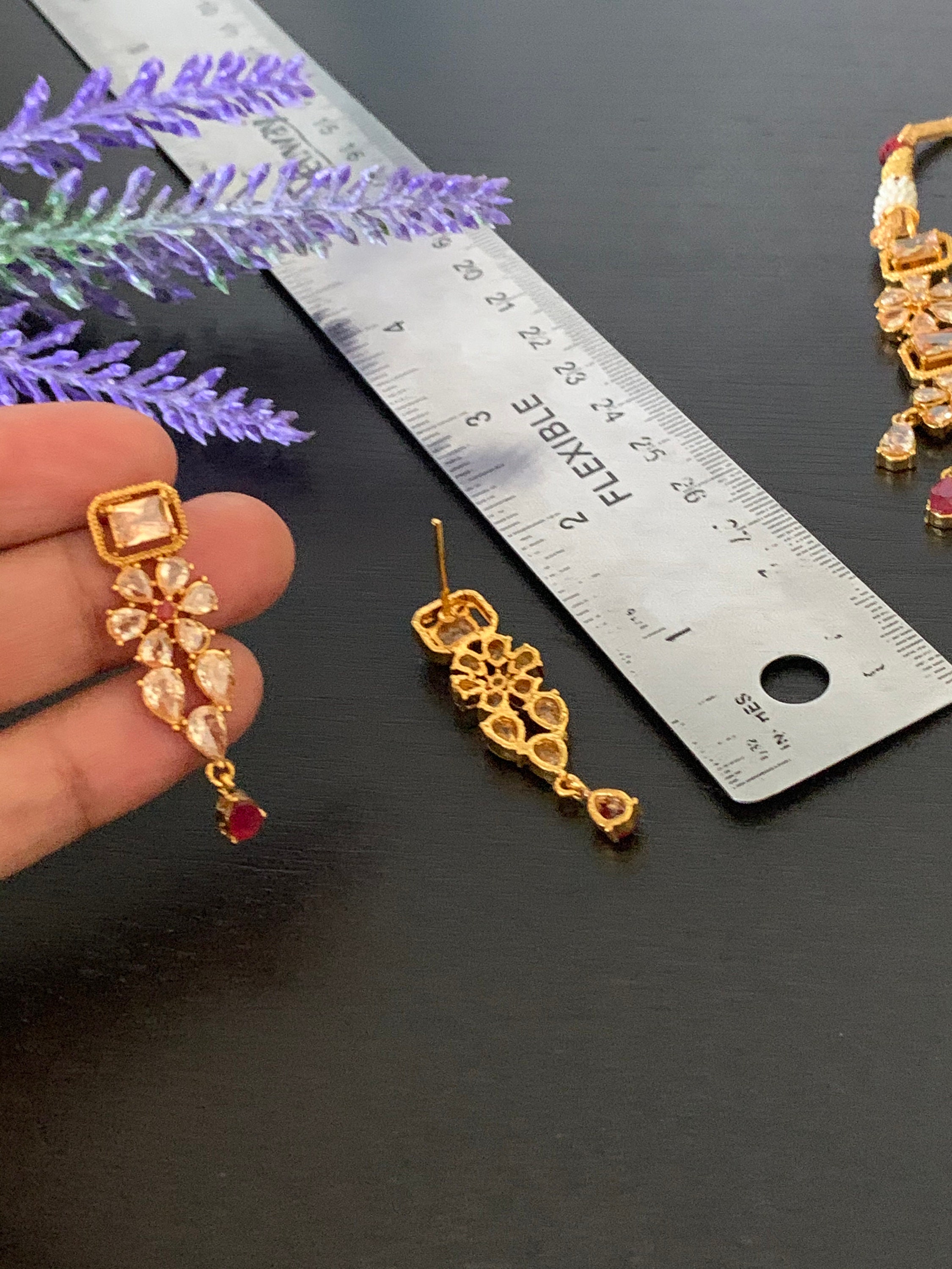 Designer simple polki necklace Set with matching earrings/ | Etsy