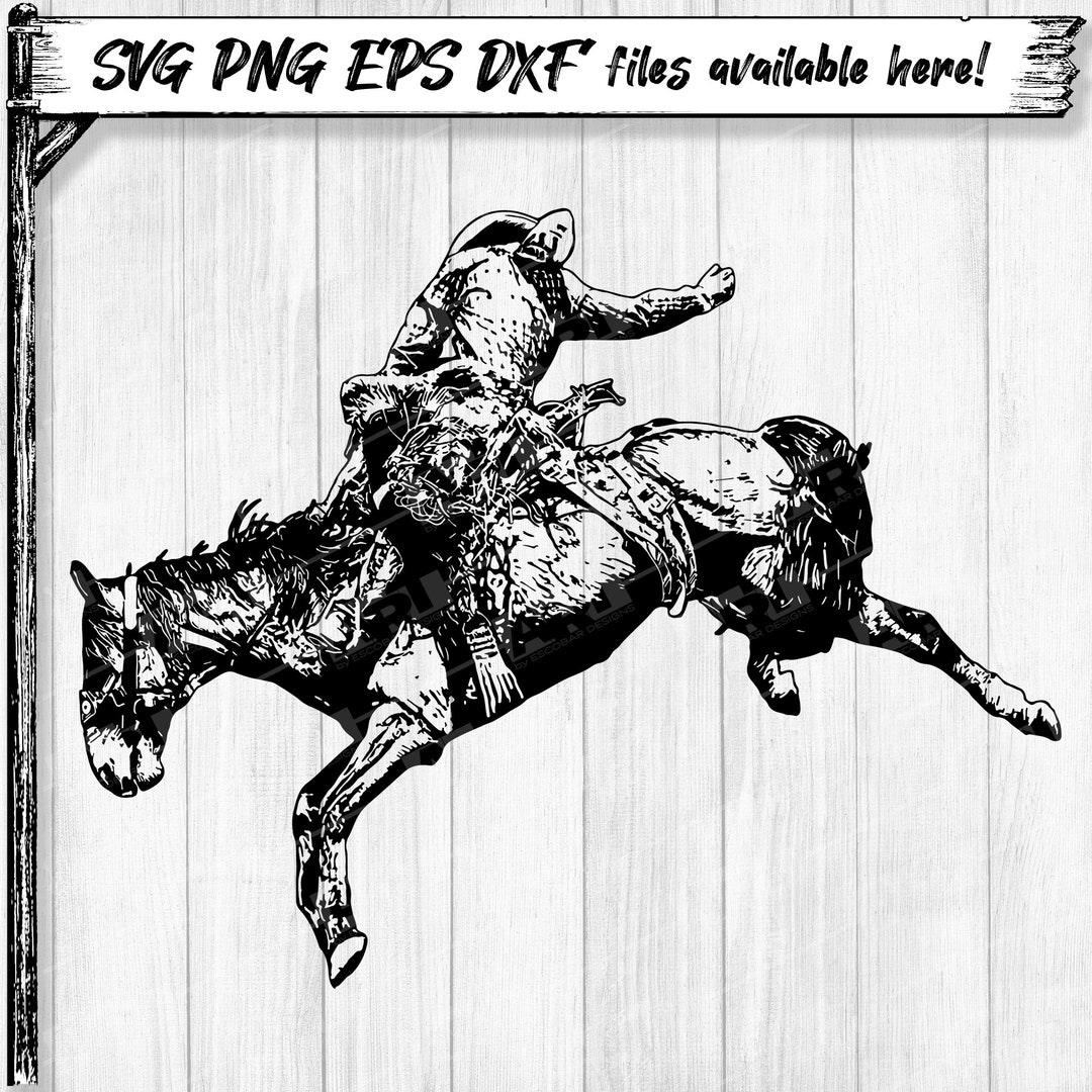 Western Rodeo Cowboy SVG PNG, Saddle Bronc Riding Svg, Rodeo Svg ...