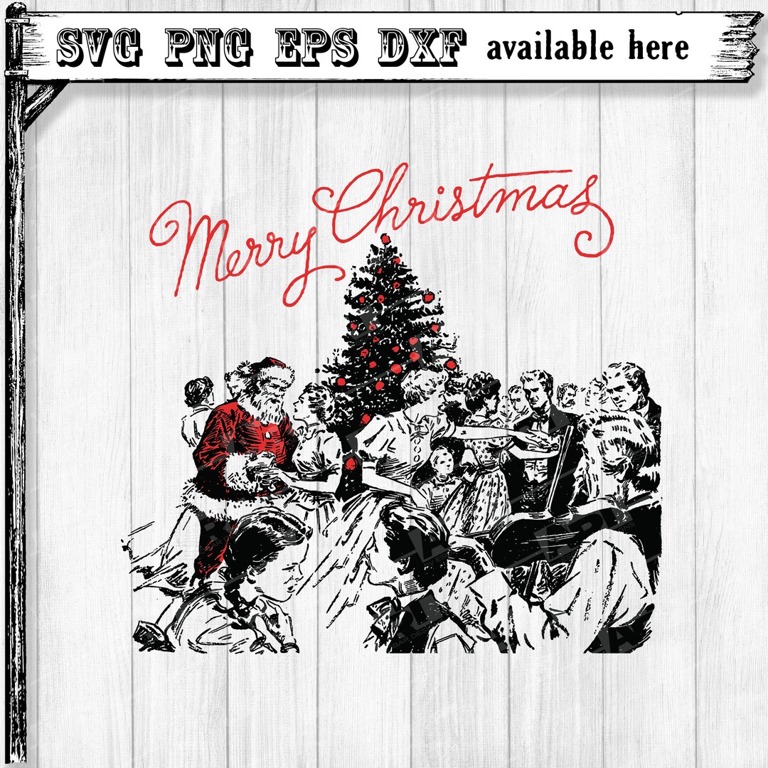 Vintage Western Christmas Dance With Santa Claus Dancing With Merry ...