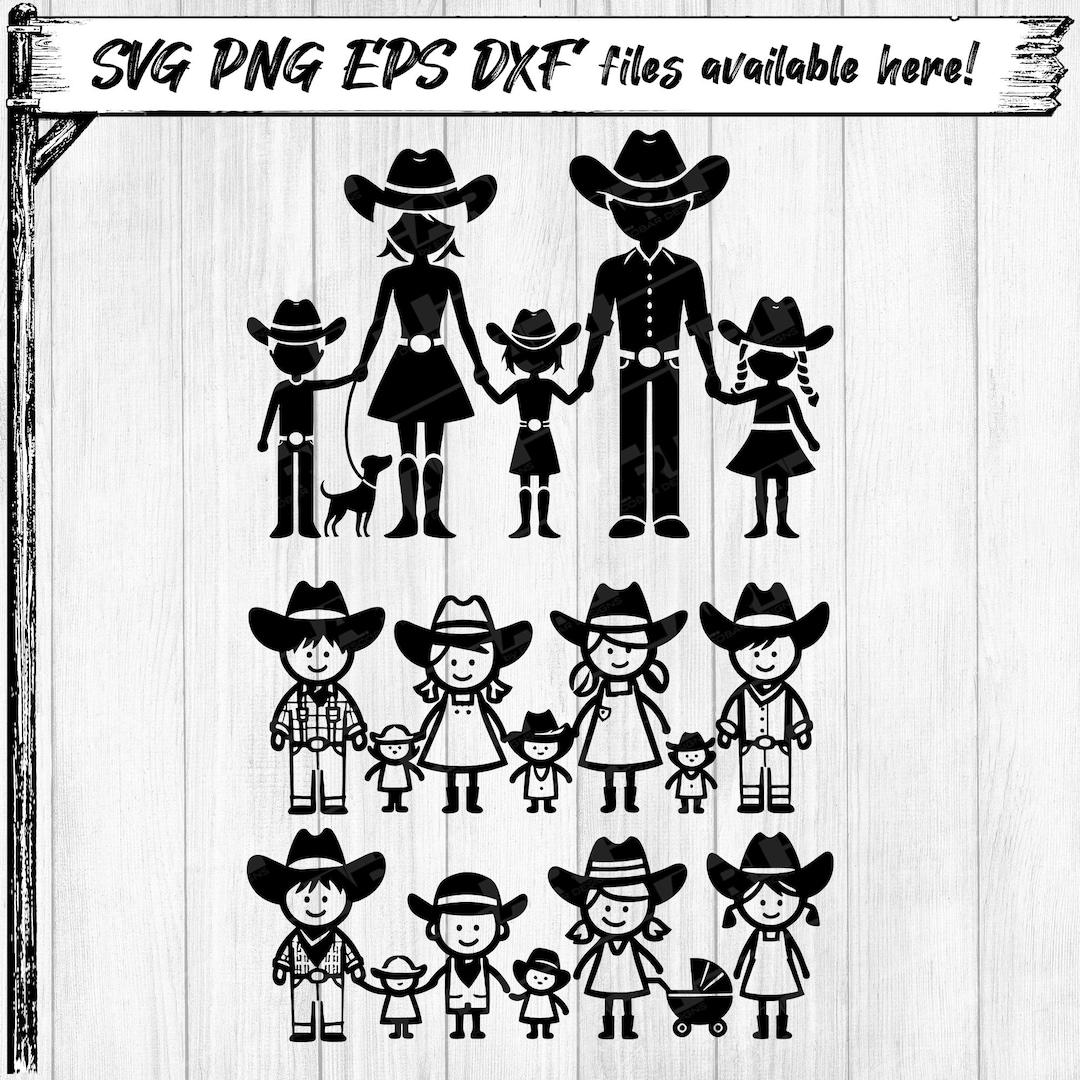 Stick Figure Cowboy Family Clipart - Vector Svg Stick Figure Clipart ...