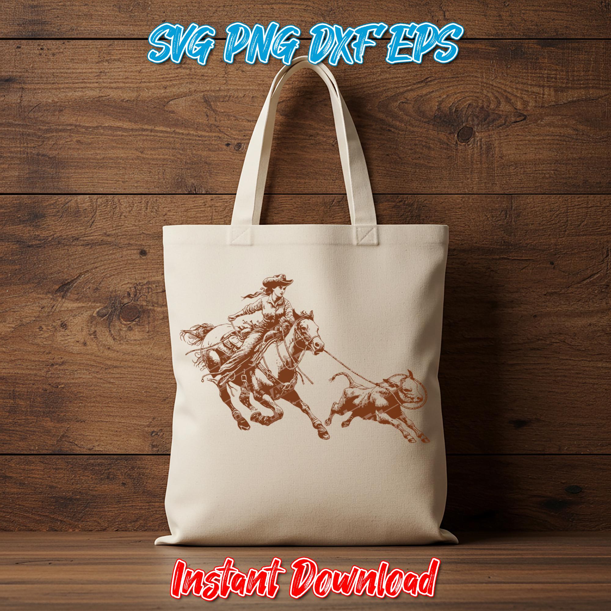 Rodeo Cowgirl SVG – Breakaway Roping Clipart, Western Design (300 DPI ...