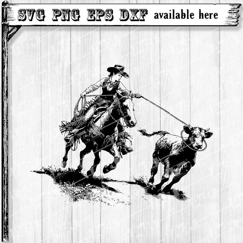 Breakaway Roper Svg, Cowgirl on a Horse Roping a Calf Svg, Western Svg ...