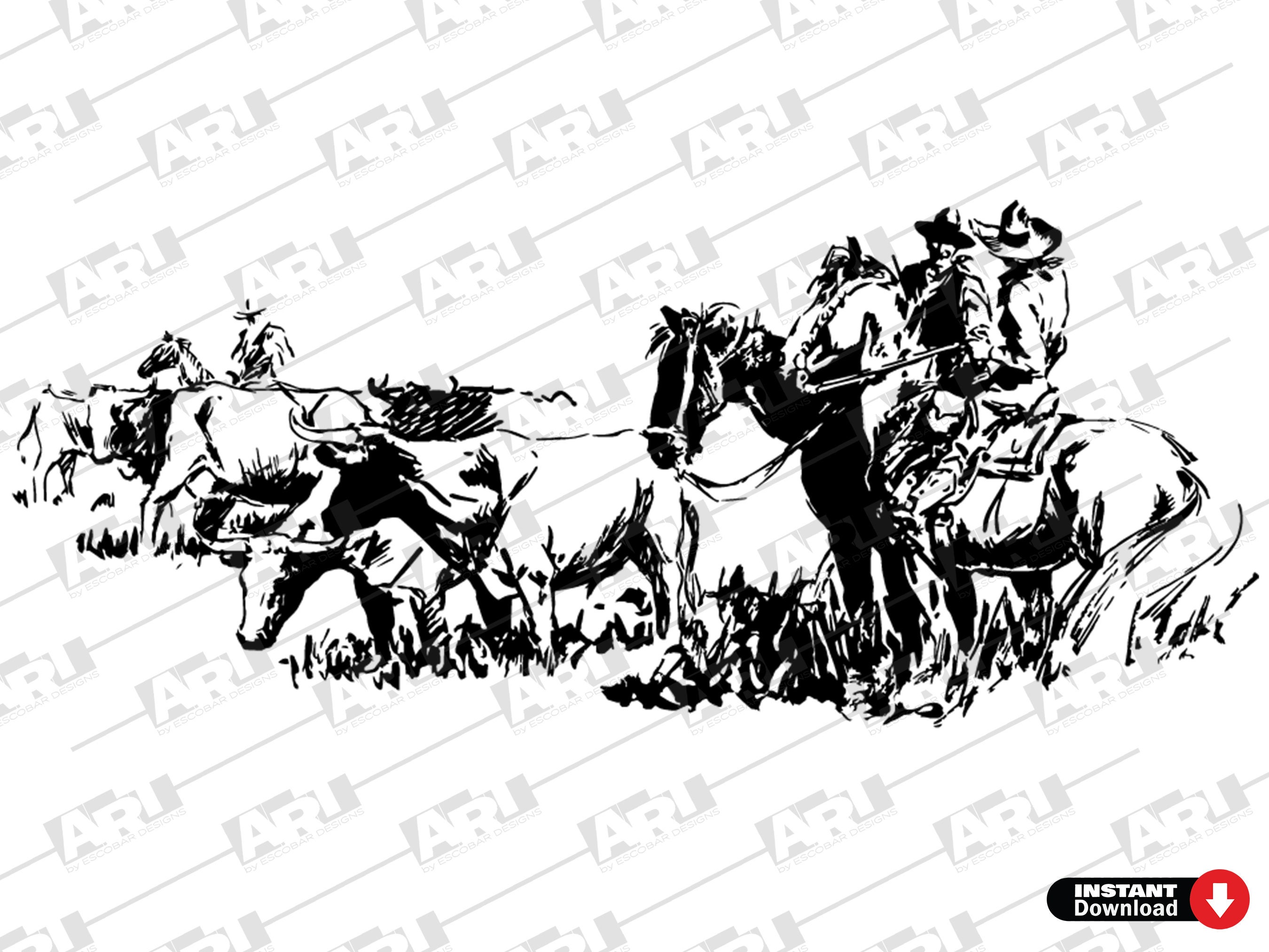 Cowboy Roping SVG Clipart: Bull Riding Line Art (digital Download) - Etsy