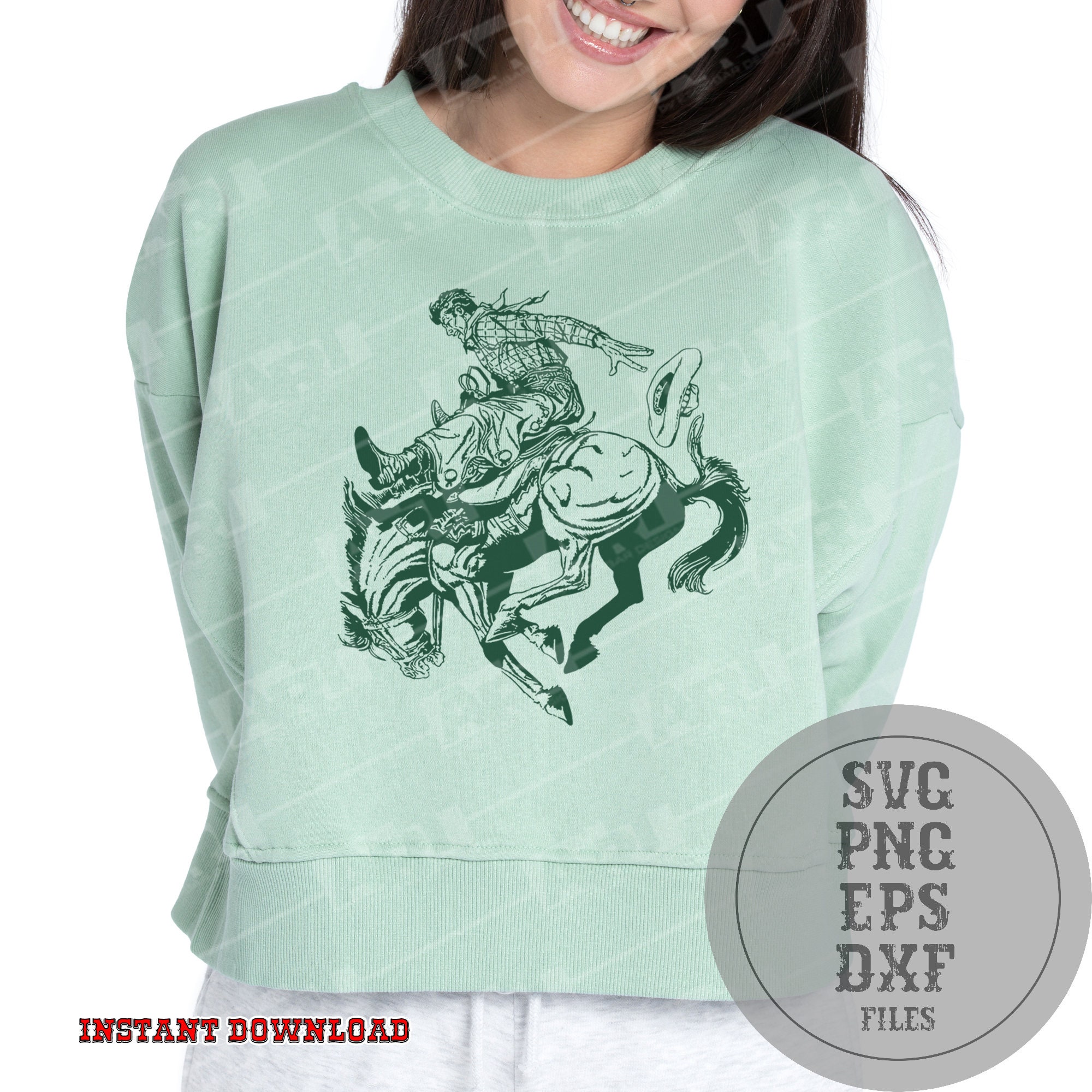 Cowboy on Bucking Bronco SVG, Saddle Bronc Riding SVG, Western Svg Png ...