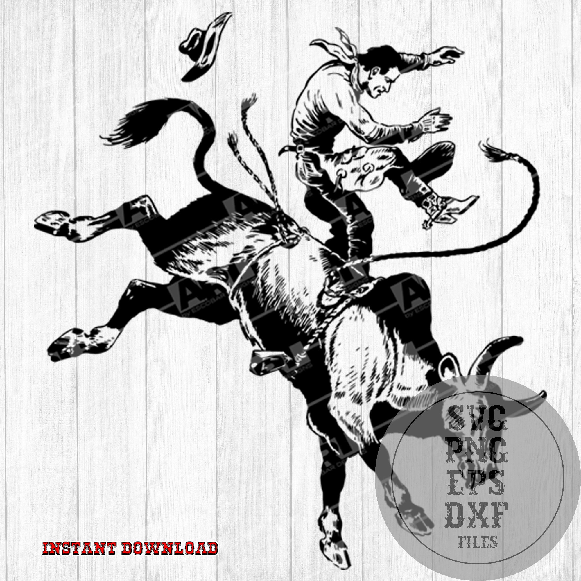 Saddle Bronc Riding SVG – Western Cowboy Rodeo Clipart Bundle – Bucking ...